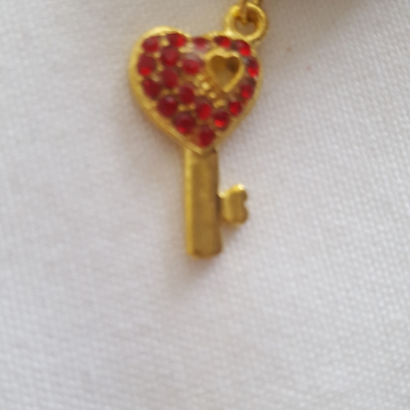 Jewelry | Red Crystal Puff Unlock Your Heart Locket Necklace Wkey ...